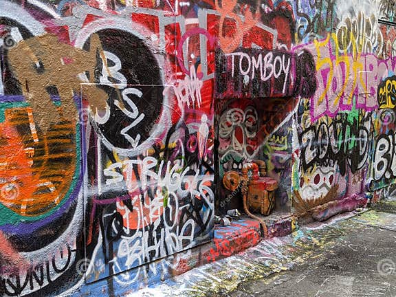 Random Graffiti Wall in Tacoma Editorial Stock Photo - Image of roller ...