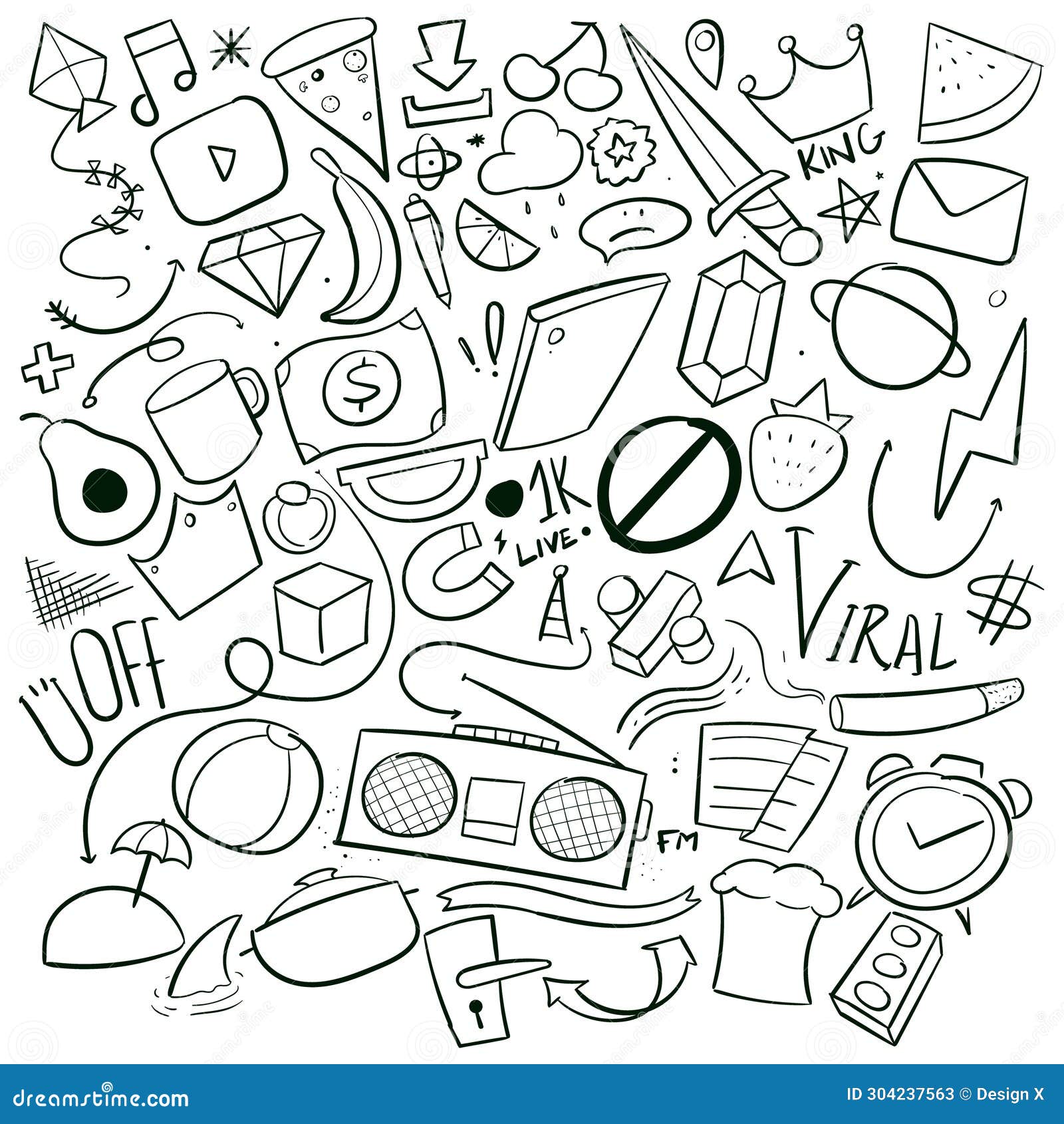 Random Hand Drawn Scribble Doodle Symbols Vector Random Hand Drawn ...