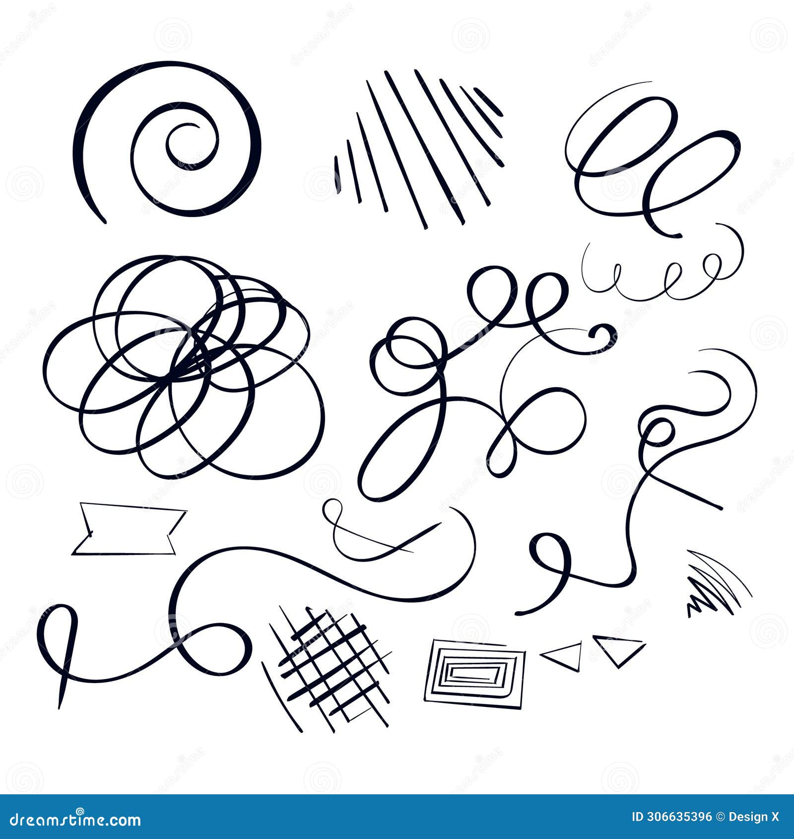 Random Hand Drawn Scribble Doodle Symbols Vector Random Hand Drawn ...