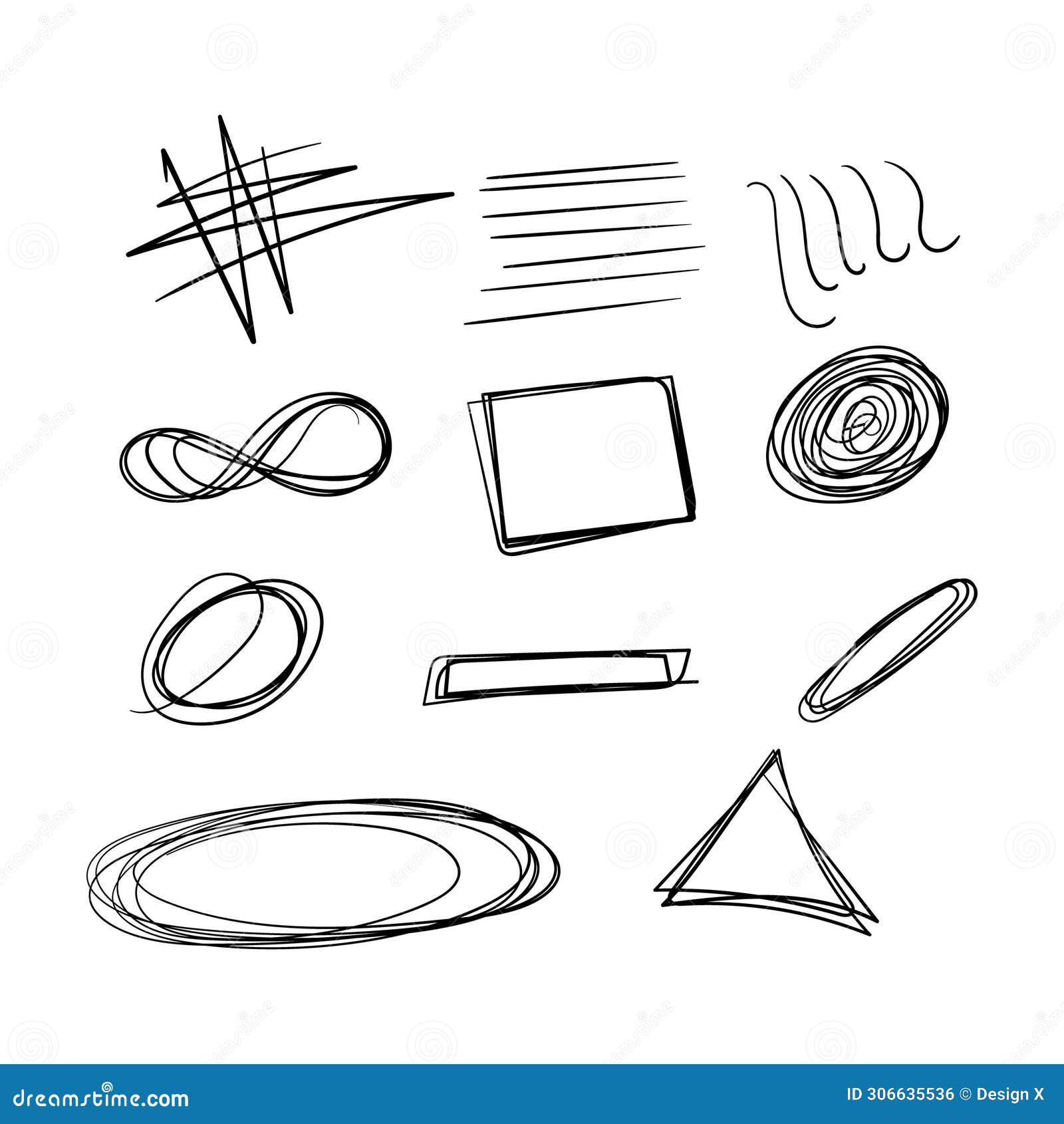 Random Hand Drawn Scribble Doodle Symbols Vector Random Hand Drawn Doodles Icon Stock ...