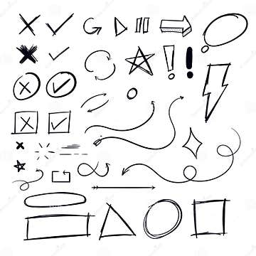 Random Hand Drawn Scribble Doodle Symbols Vector Random Hand Drawn ...