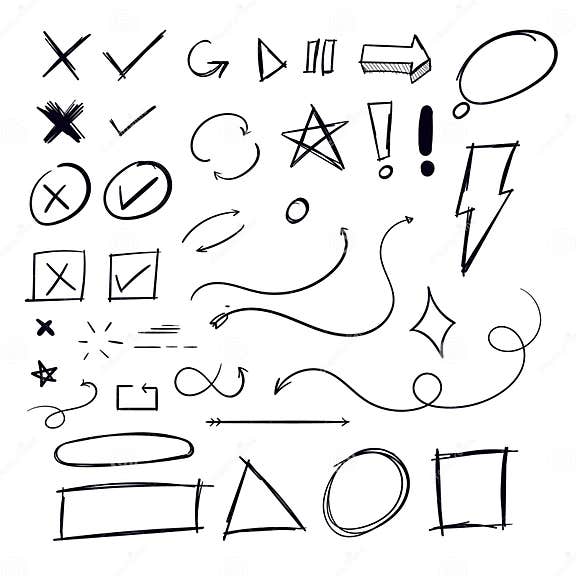 Random Hand Drawn Scribble Doodle Symbols Vector Random Hand Drawn ...