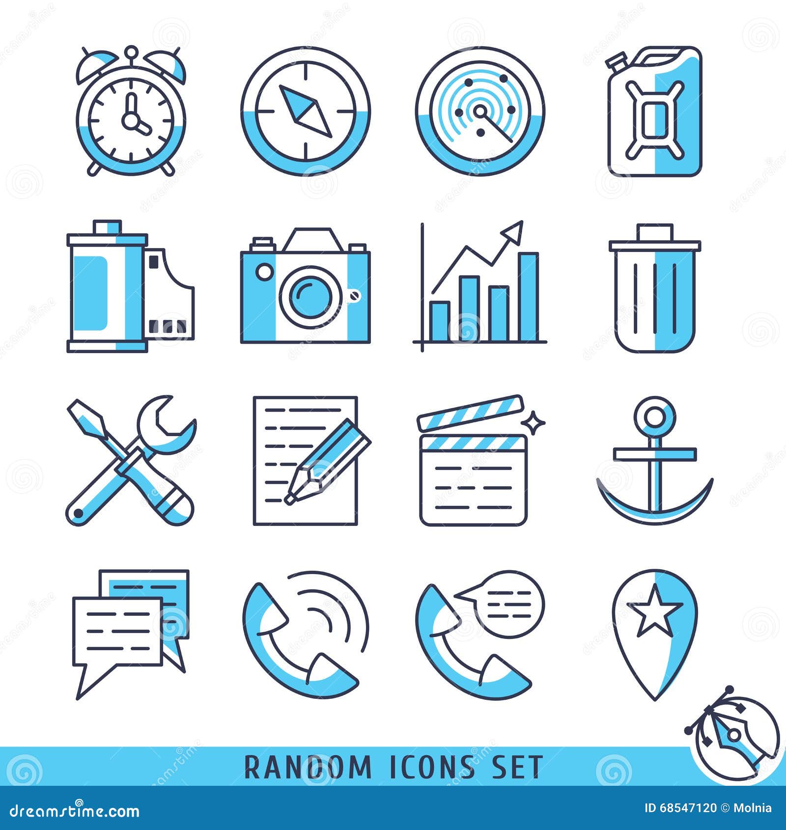 Random Icons Set Vector Illustration Stock Vector - Illustration of ...
