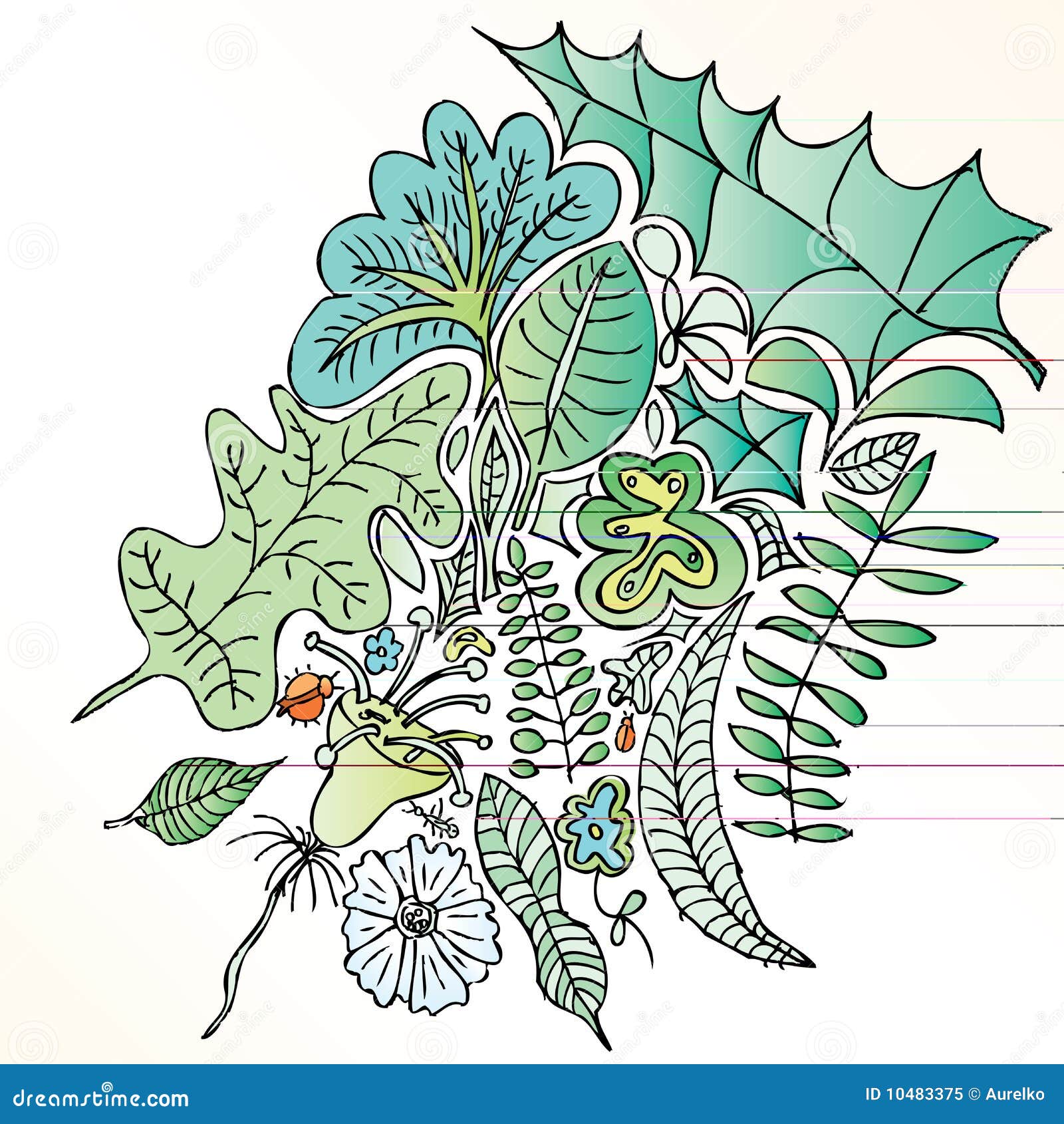 Random leaves stock vector. Illustration of foliage, leaf - 10483375