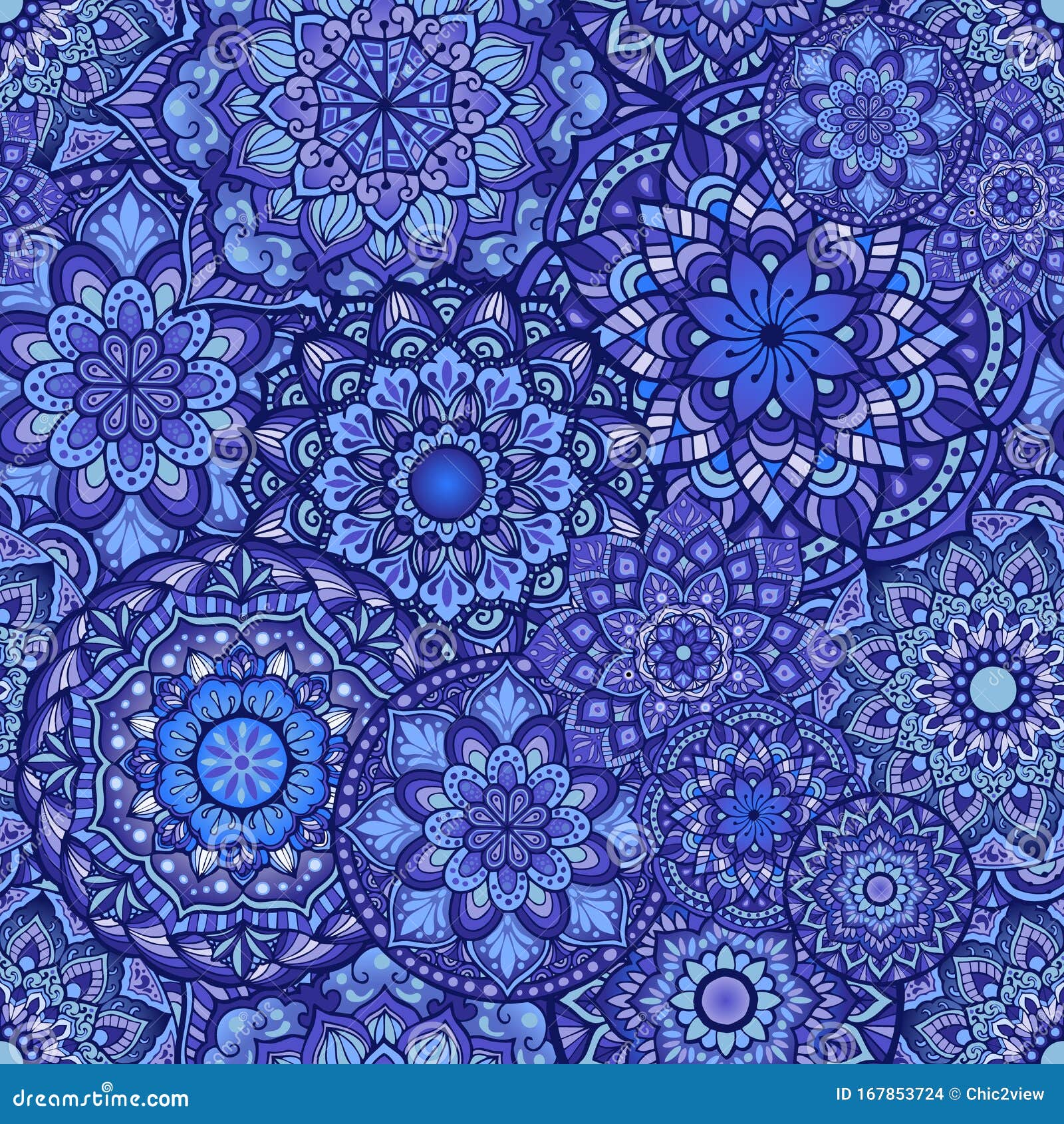 Random Mandala Doodle Illustration Design Seamless Pattern Stock ...