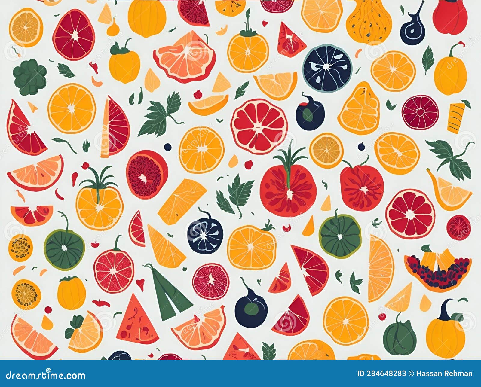 Random Mix of Abstract Fruit on White Background Illustration. Ai ...