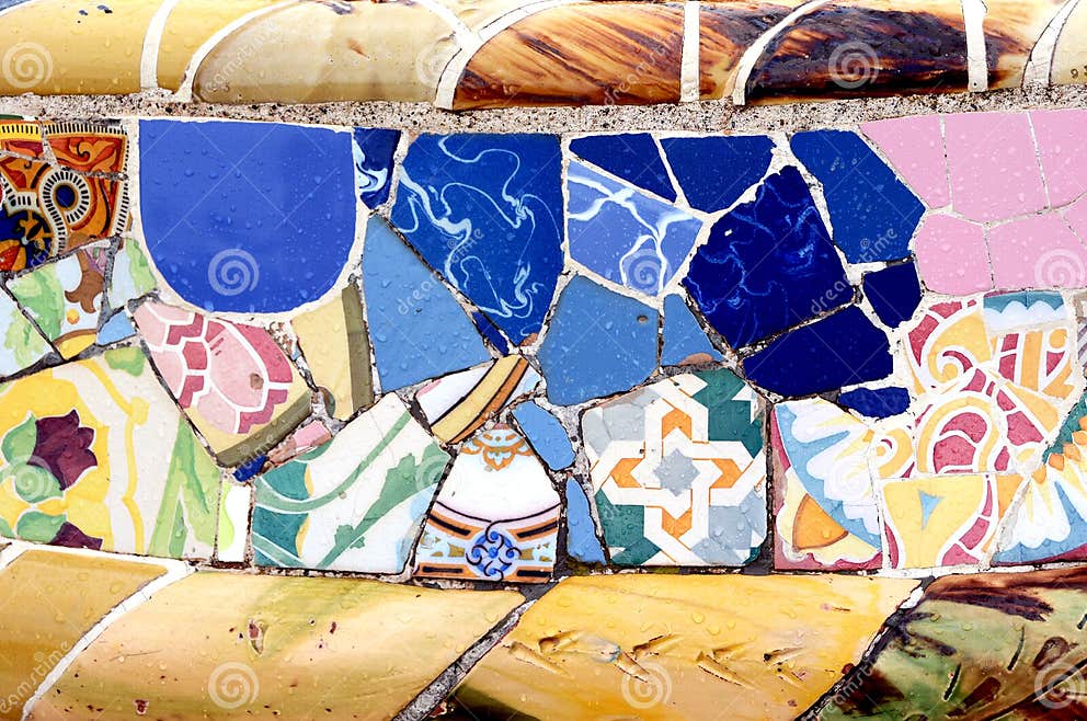 Mosaic Gaudi stock photo. Image of ceramic, guell, culture - 41978294