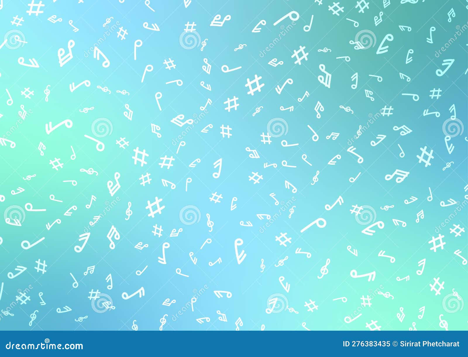 Random Music Note Song Melody Blue Gradient Pattern Background Stock ...