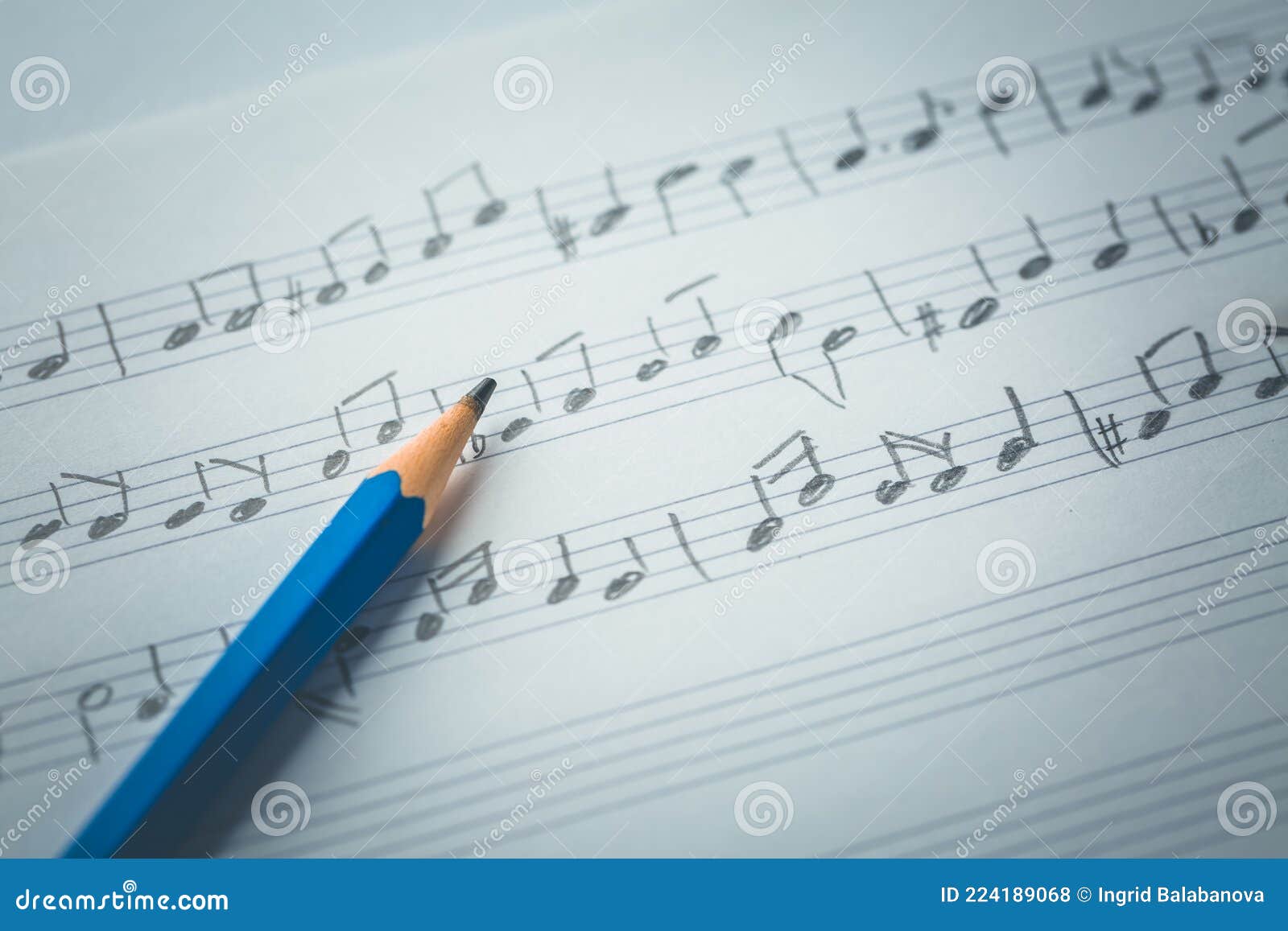 Random Music Notes with Pencil. Music Concept Stock Photo - Image of ...