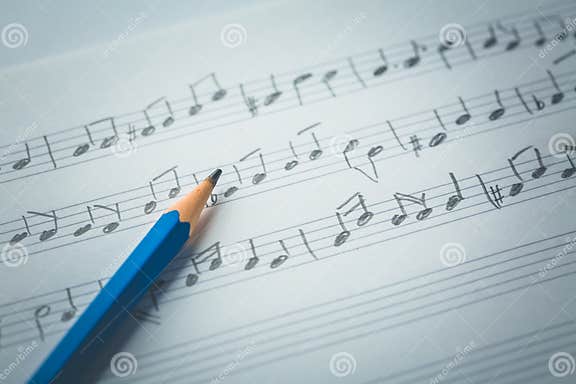 Random Music Notes with Pencil. Music Concept Stock Photo - Image of ...