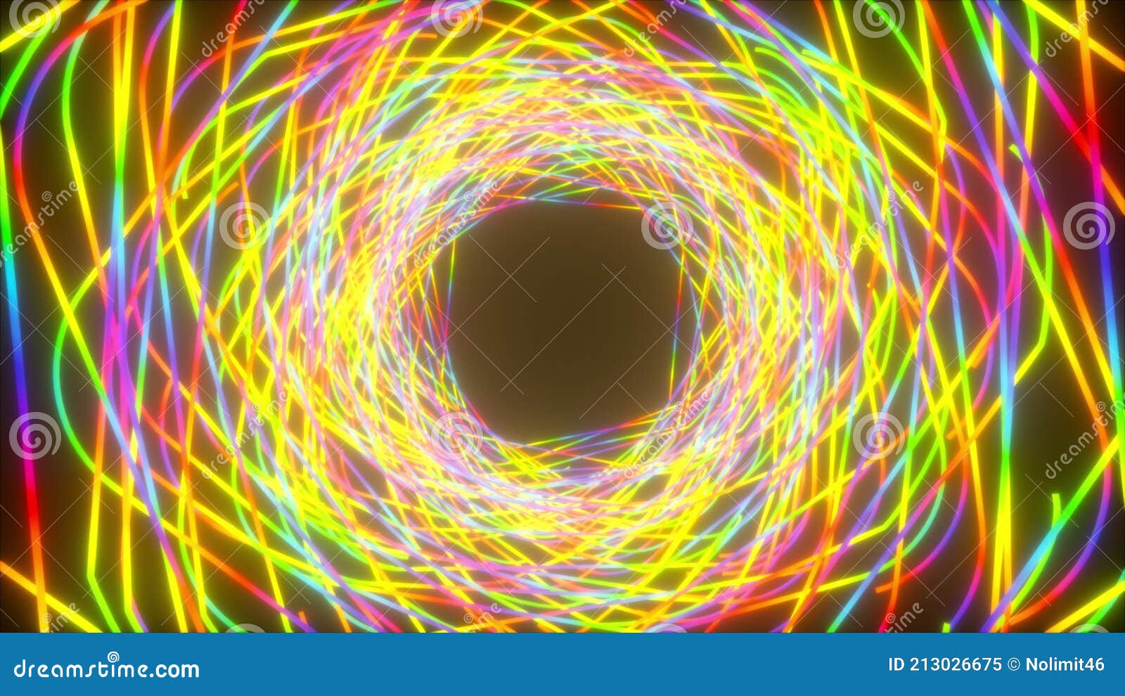 Random Neon Splines, Computer Generated. 3d Rendering Glowing ...