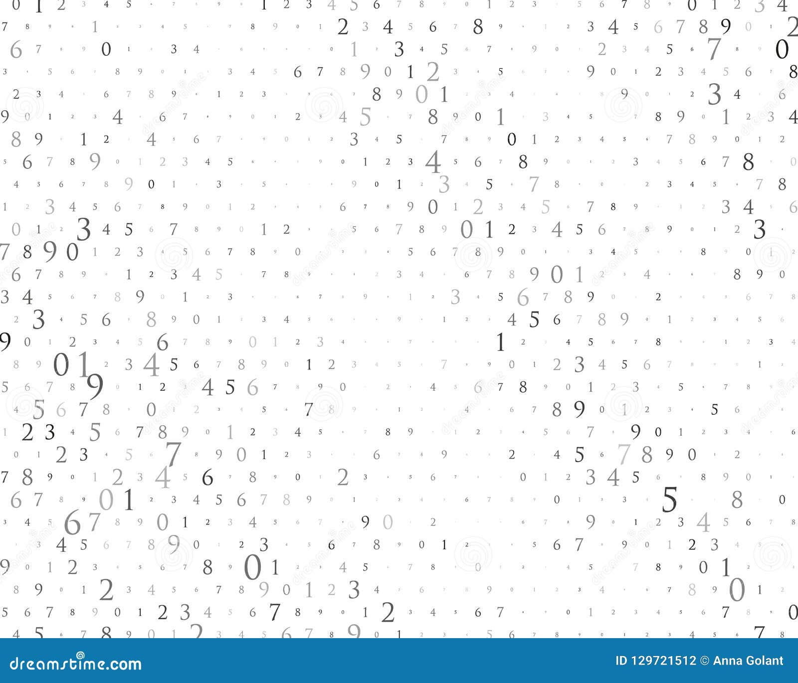 Random Numbers 0 And 9 Background In A Matrix Style Binary Code Pattern With Digits On Screen