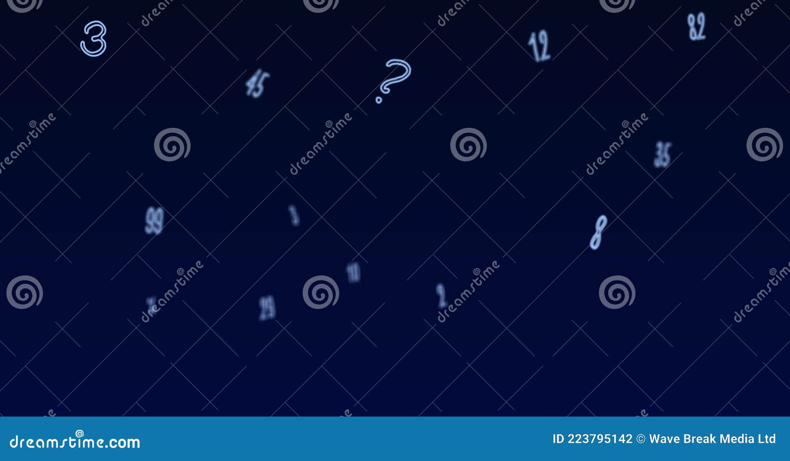 Random Numbers, Figures, and Symbols Floating Downwards in a Vast Empty ...