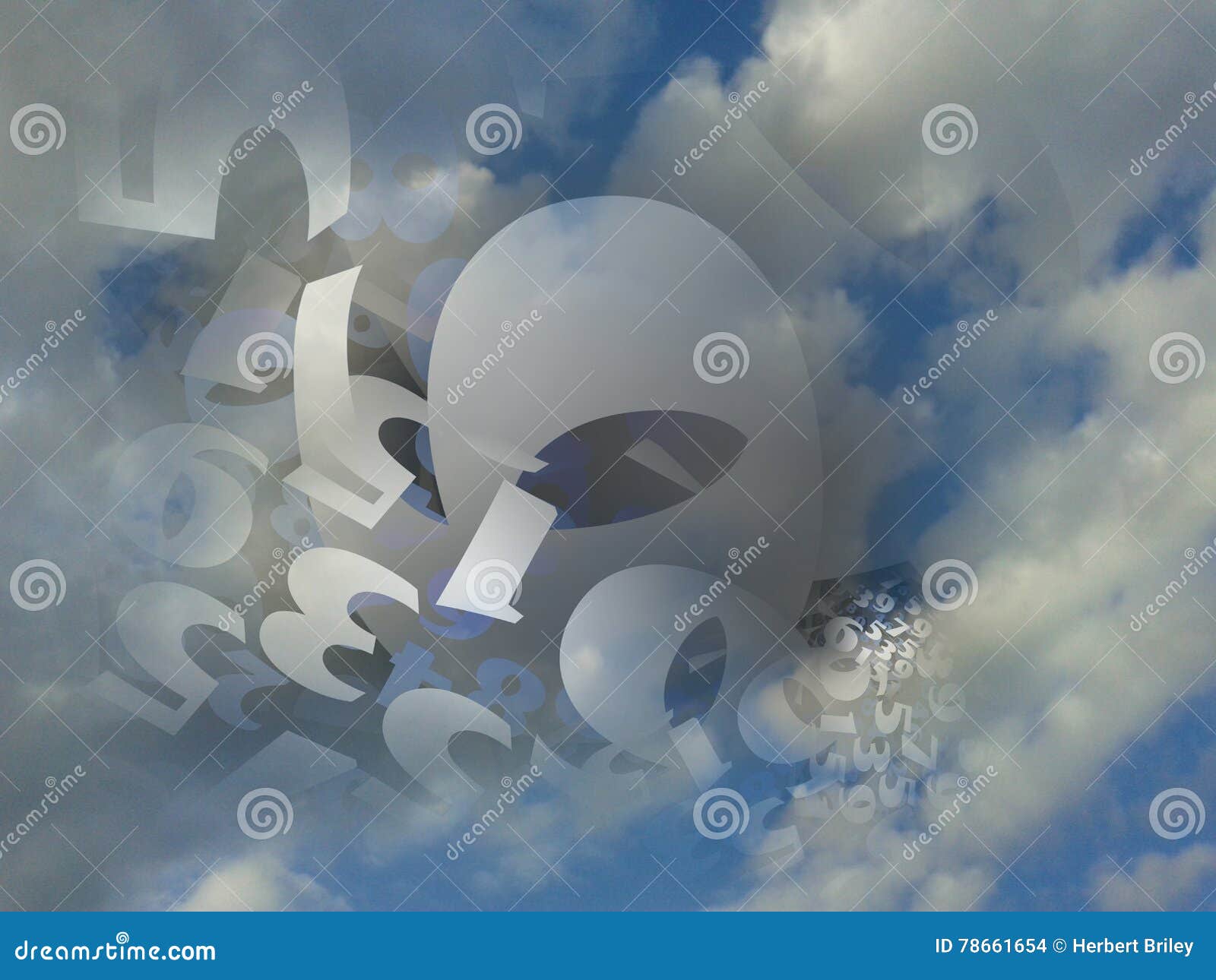 Random Numbers Generated Cloud Background Illustration Stock ...