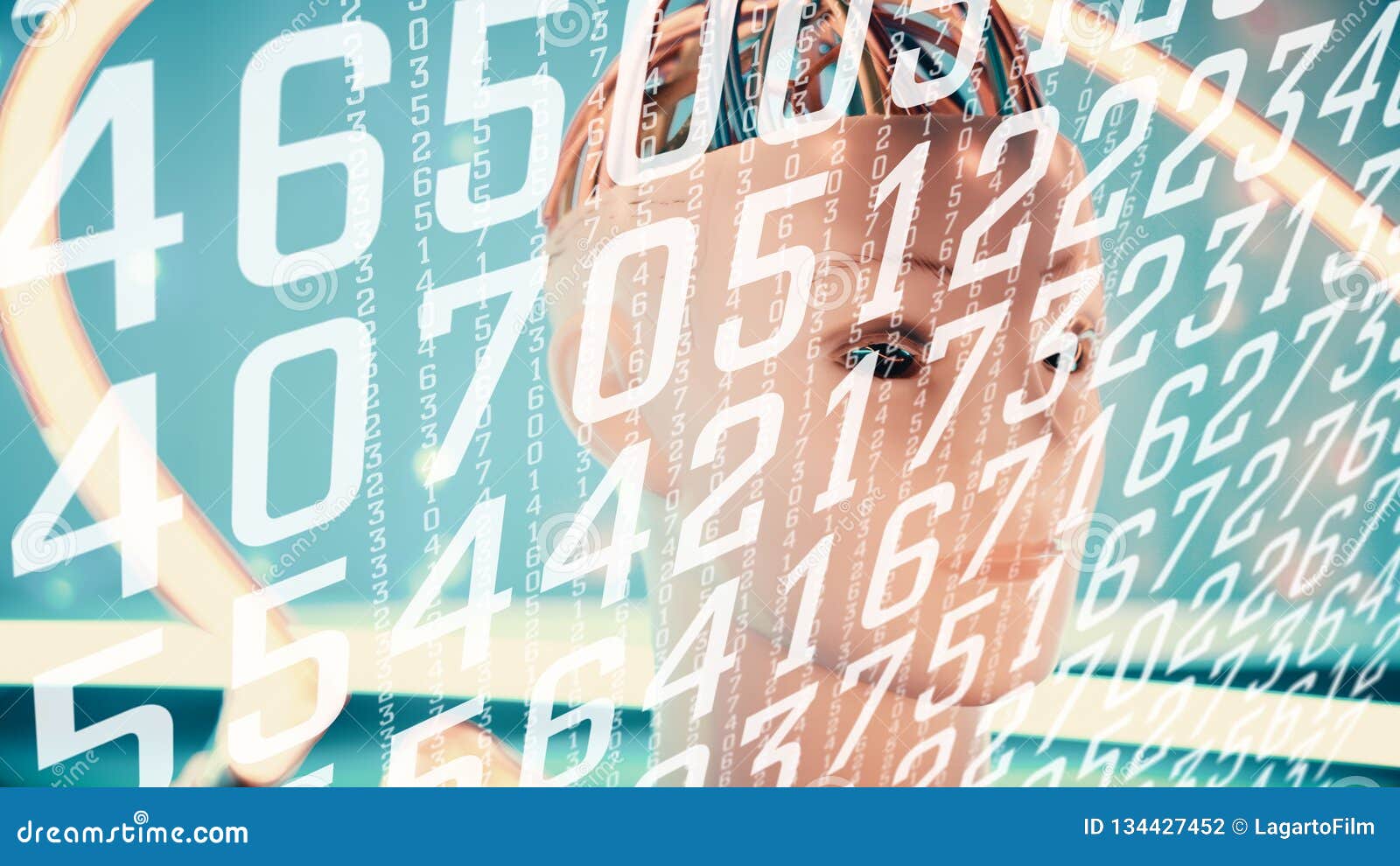 Random Numbers, Humanoid Robot Machine Learning Stock Illustration ...