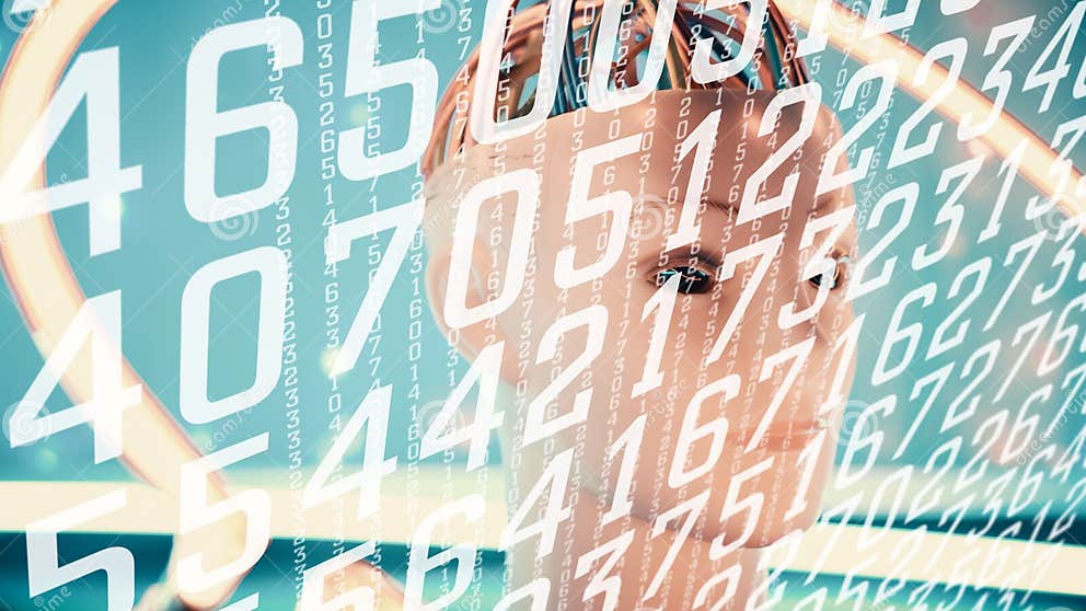 Random Numbers, Humanoid Robot Machine Learning Stock Illustration ...