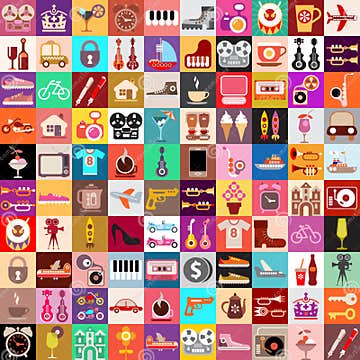 Random Objects Collage stock vector. Illustration of rocket - 60924505