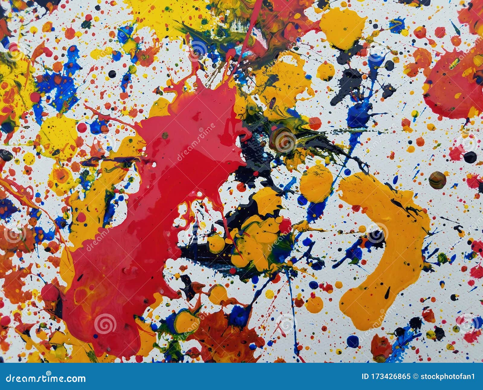 Random Paint Splatter on a White Surface Stock Image - Image of ...