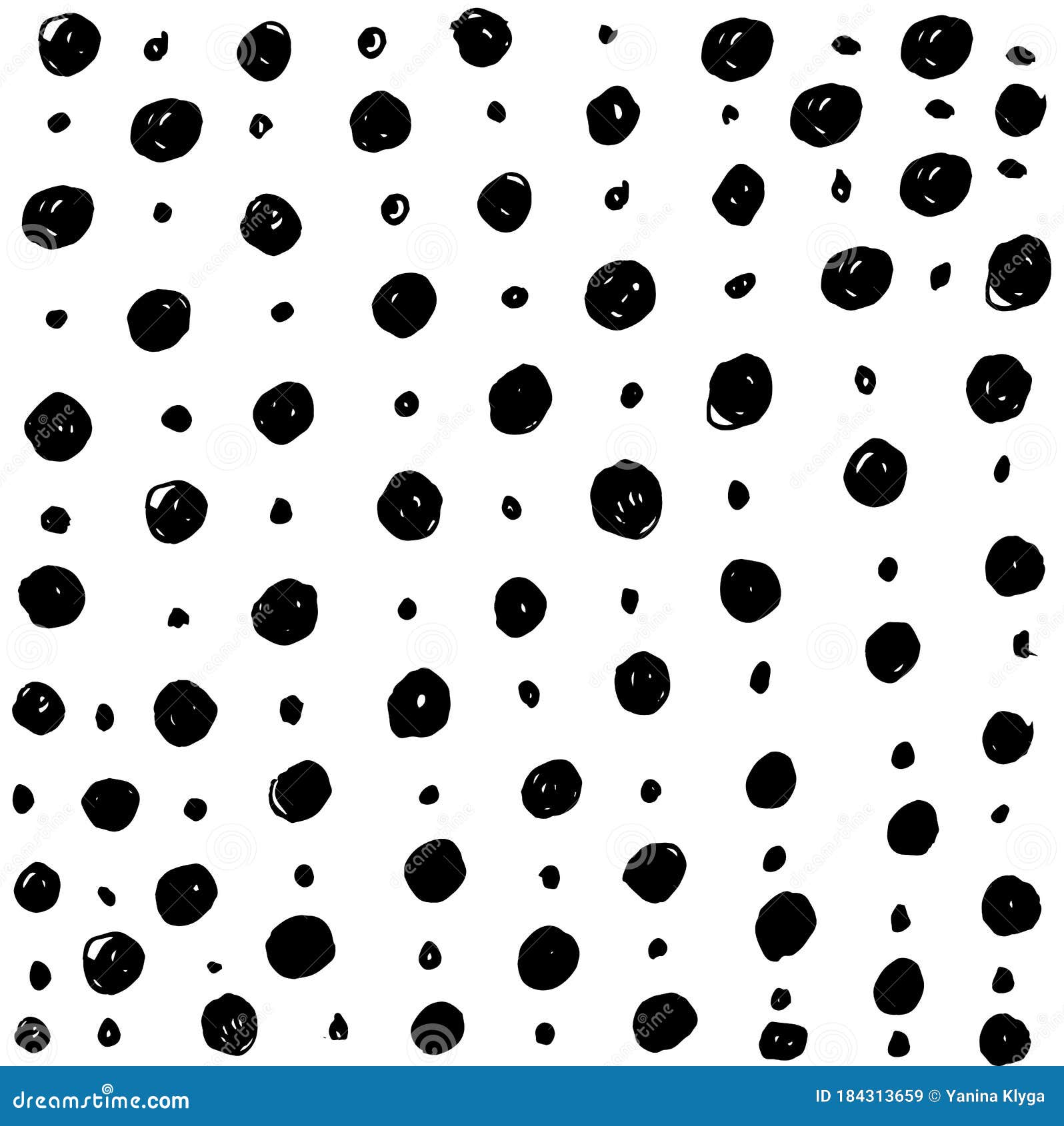 Random Pattern Of Black Polka Dots On White Background - Vector ...