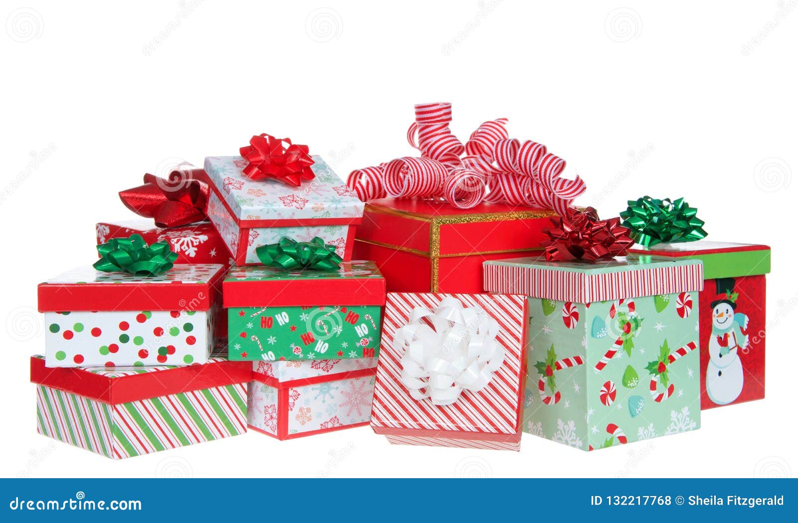 Random Pile of Bright Colorful Christmas Presents Isolated on White ... Random Pile of Bright Colorful Christmas Presents Isolated on White ...