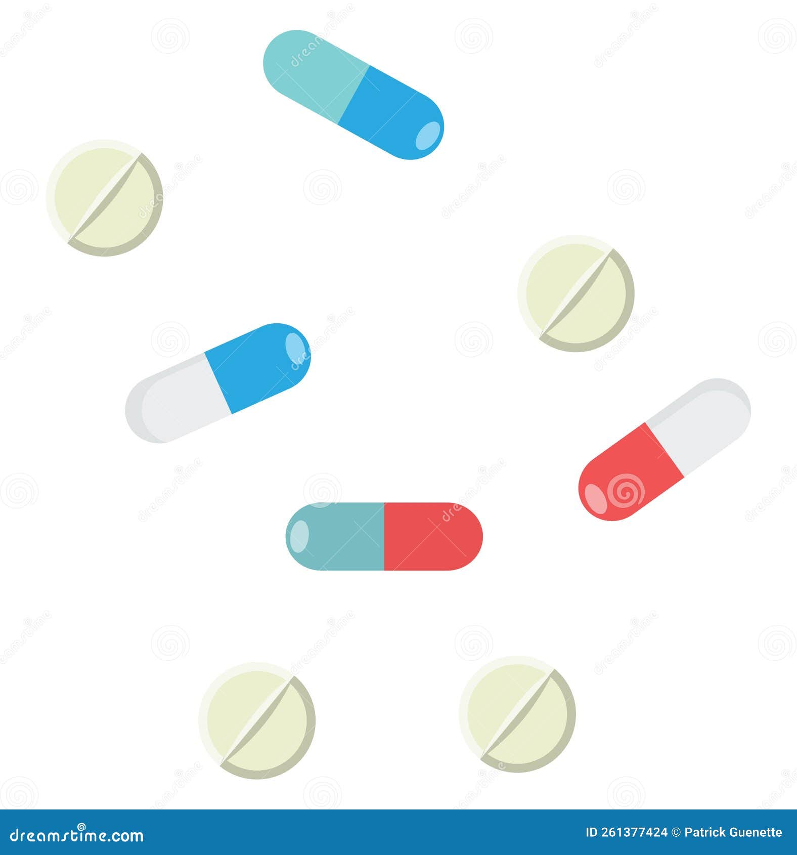 Random pills, icon stock vector. Illustration of vitamin - 261377424