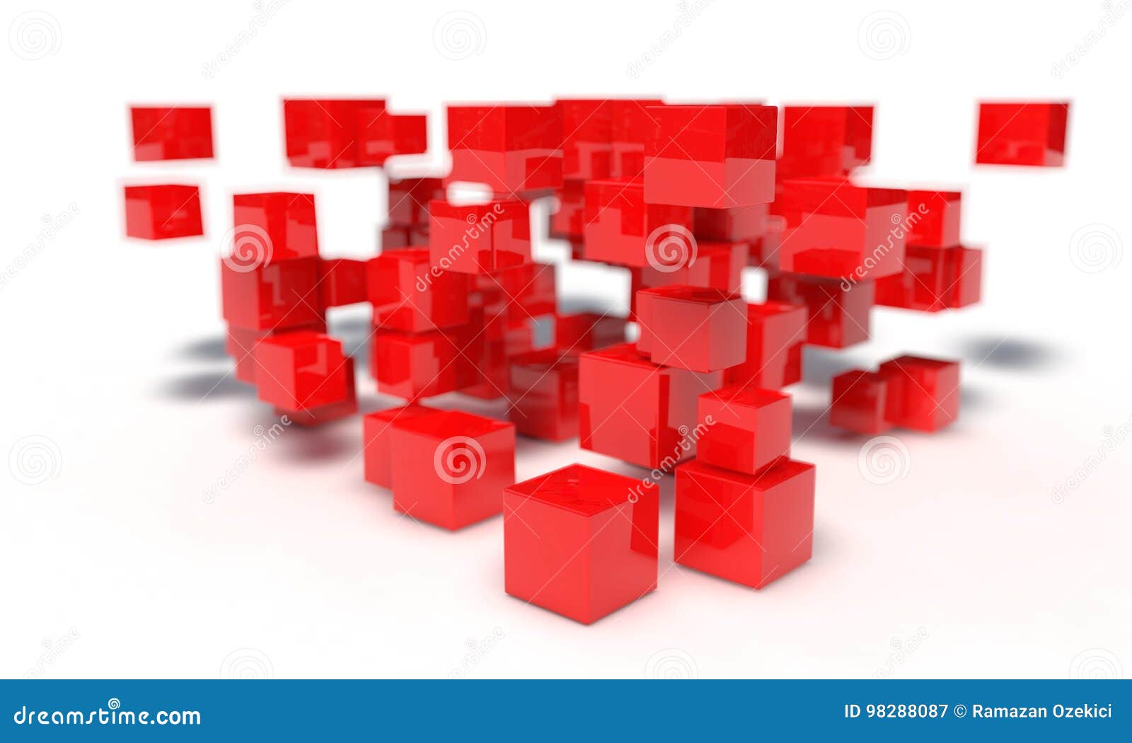 Random Red Cubes of Background, 3d Stock Illustration - Illustration of ...