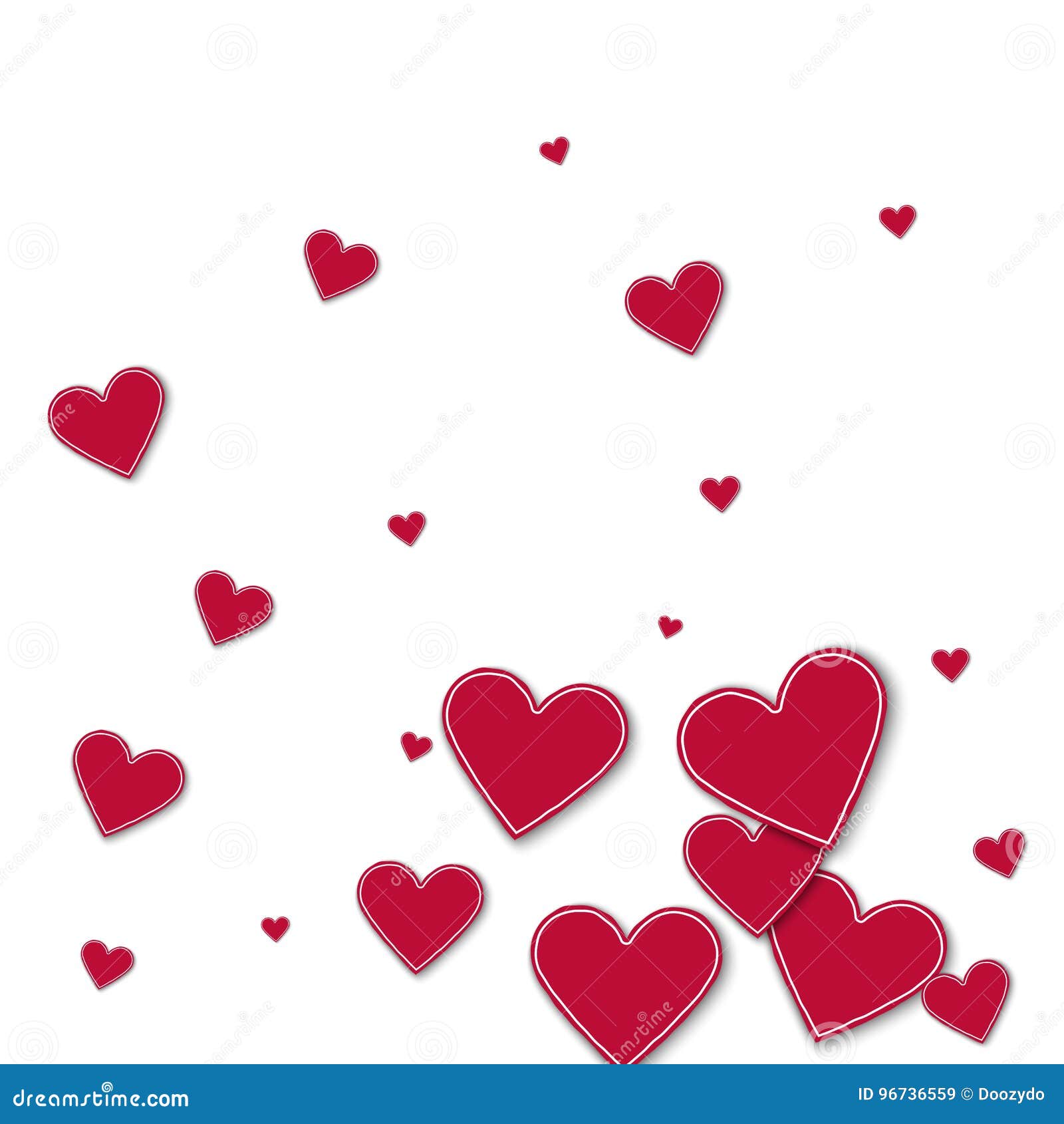 Random red paper hearts. stock vector. Illustration of postcard - 96736559