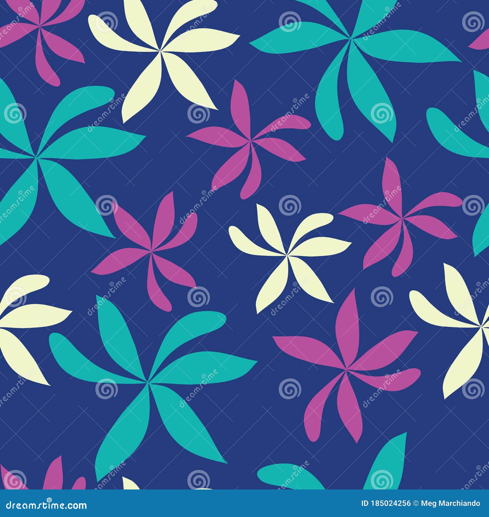 Random Scatter Flowers Seamless Repeat Pattern with Whimsical Flowers ...