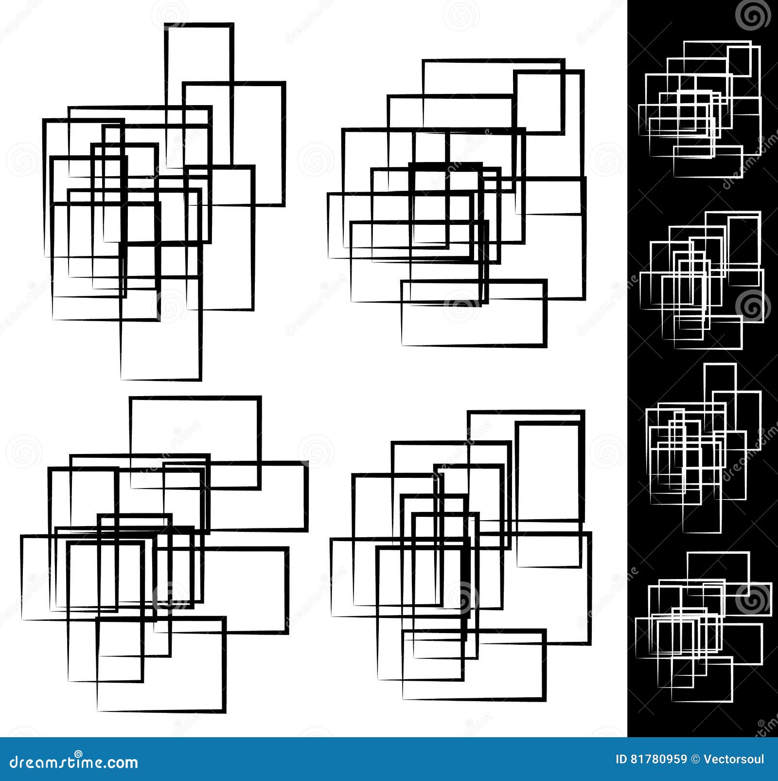 Random, Scattered Rectangular, Rectangle Element Set Stock Vector ...