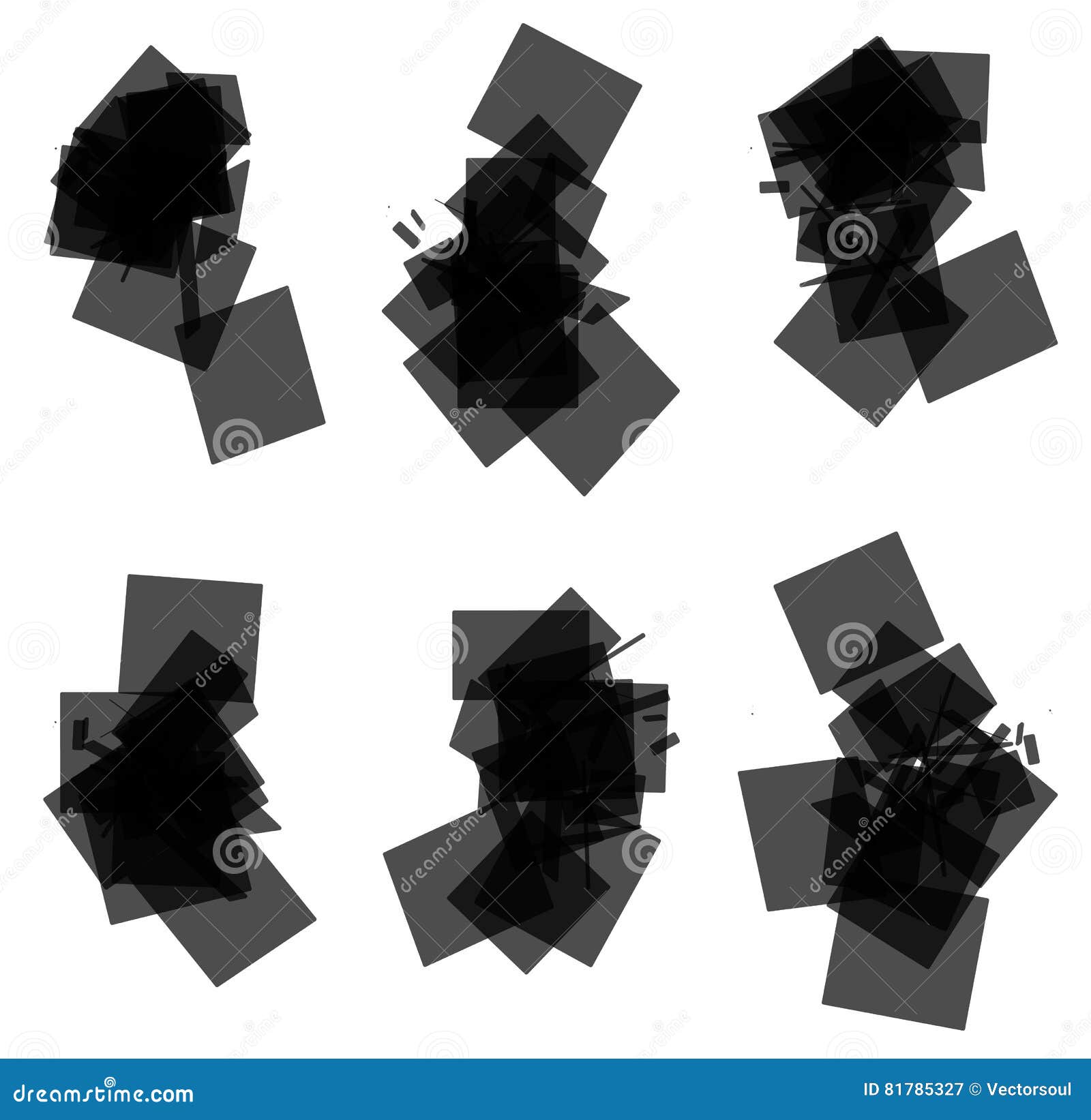Random, Scattered Transparent Rectangle, Square Element Set. Stock ...