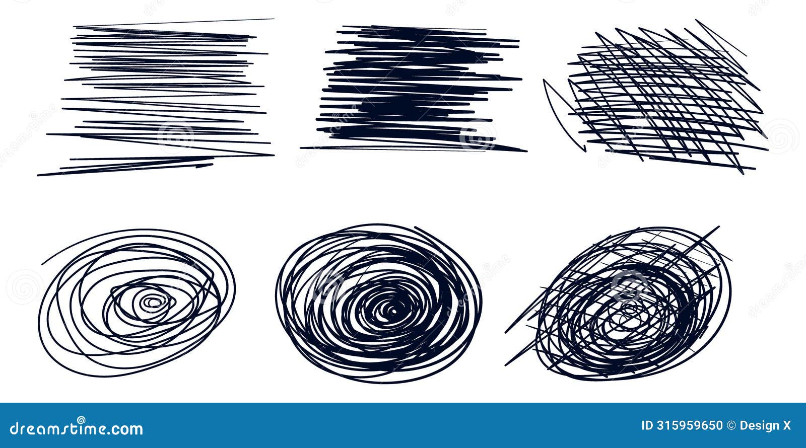 Random Scribbles Set. Hand Drawn Scribbles Doodle Vector Set Stock ...