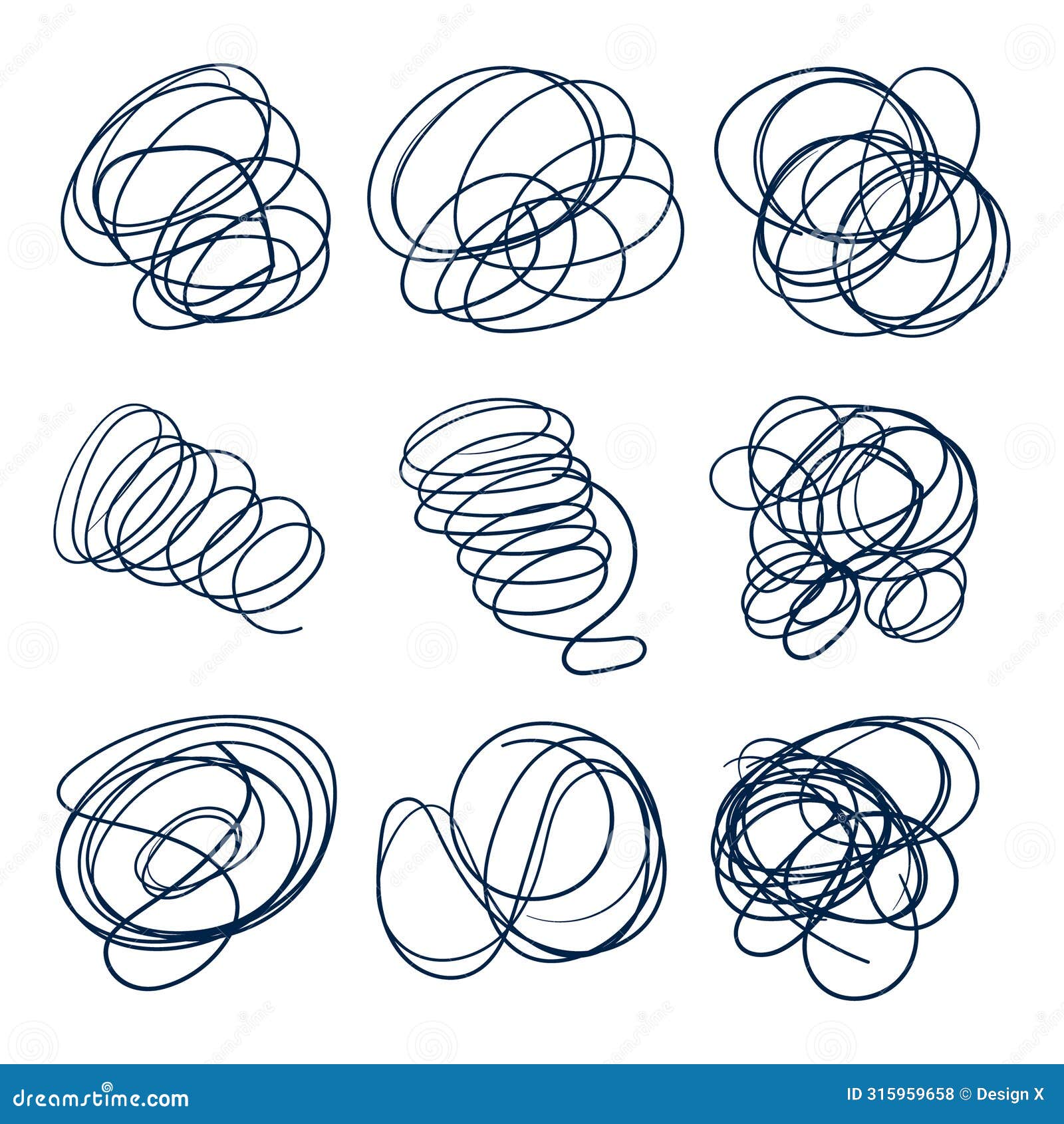 Random Scribbles Set. Hand Drawn Scribbles Doodle Vector Set Stock ...