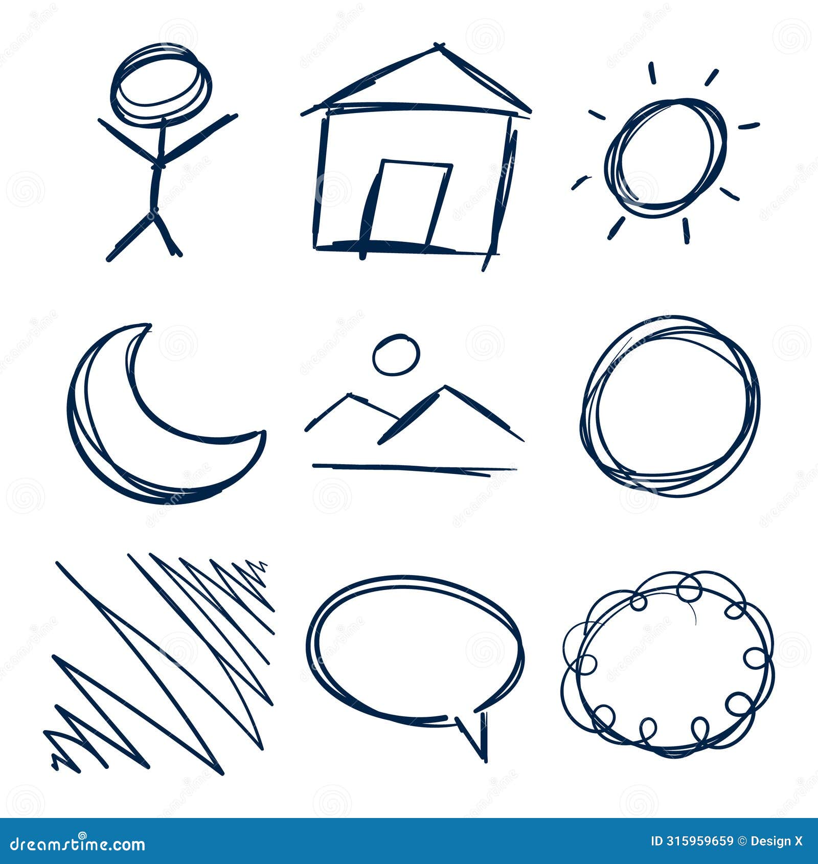 Random Scribbles Set. Hand Drawn Scribbles Doodle Vector Set Stock ...