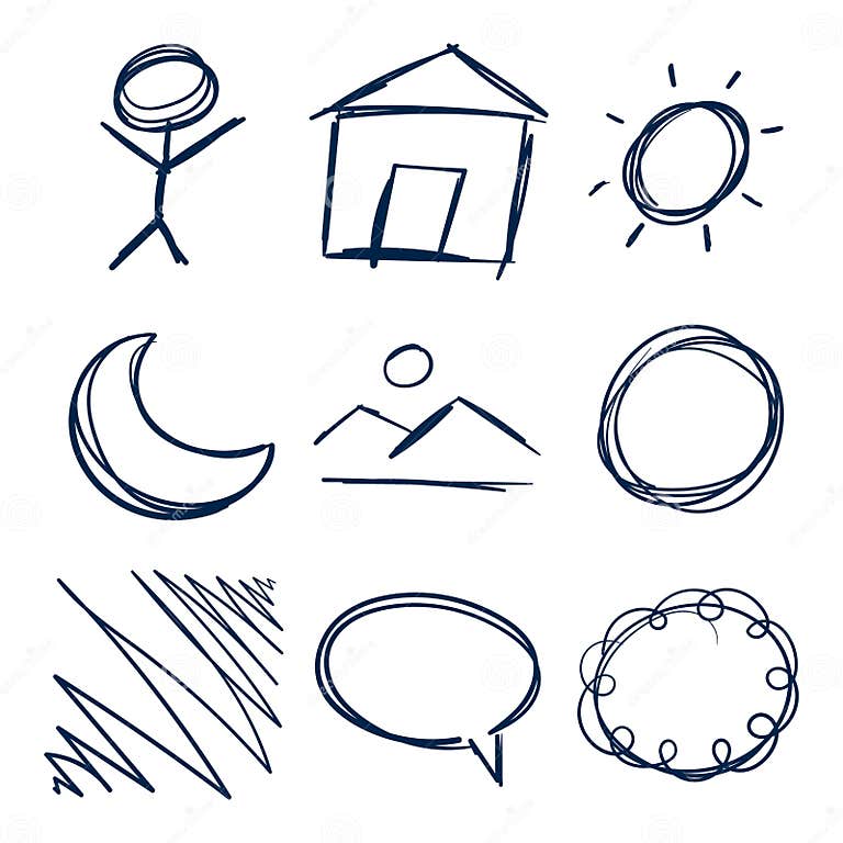 Random Scribbles Set. Hand Drawn Scribbles Doodle Vector Set Stock ...