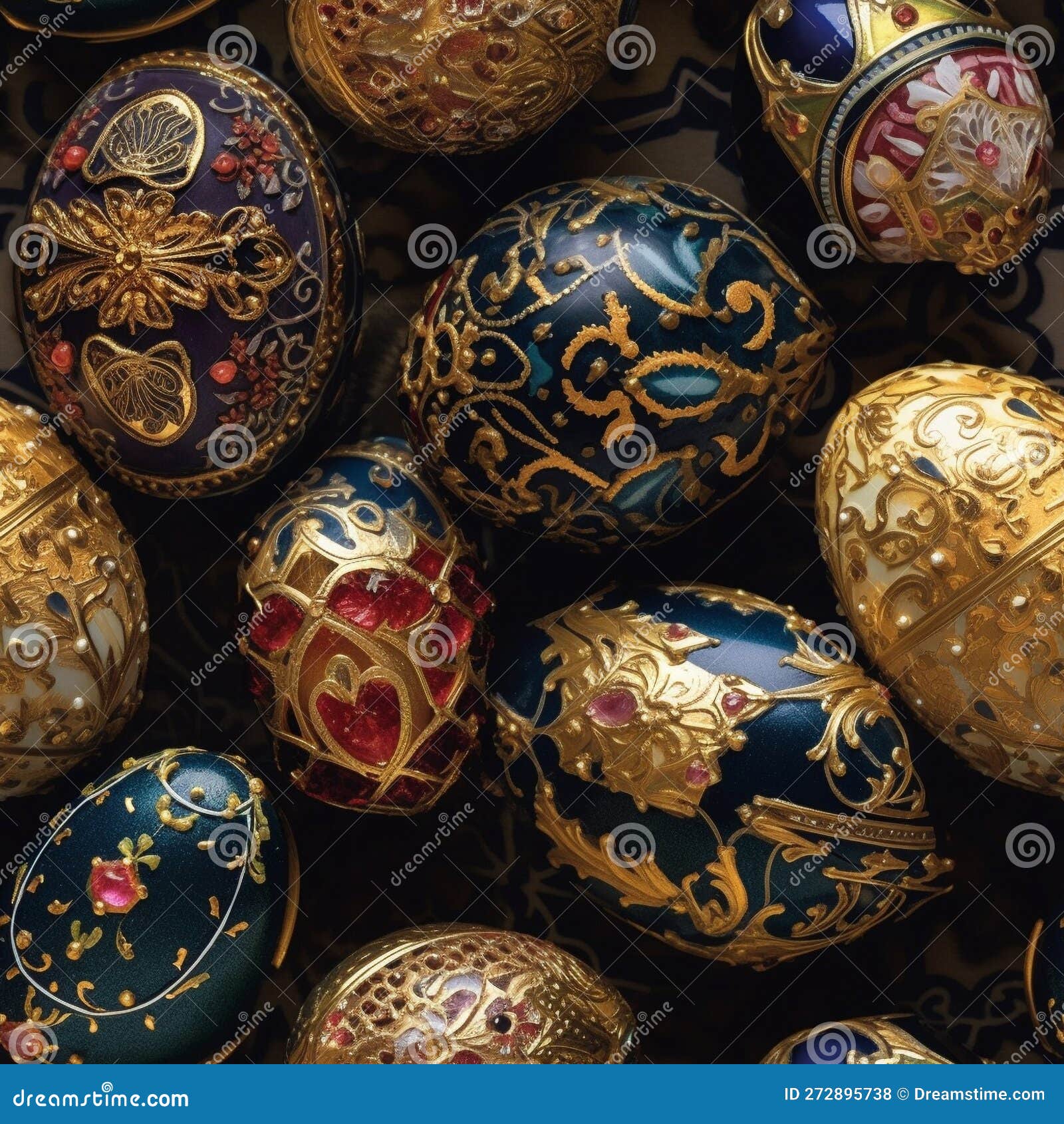 Gold Ornate Random Seamless Background Decorative Easter Egg Theme ...