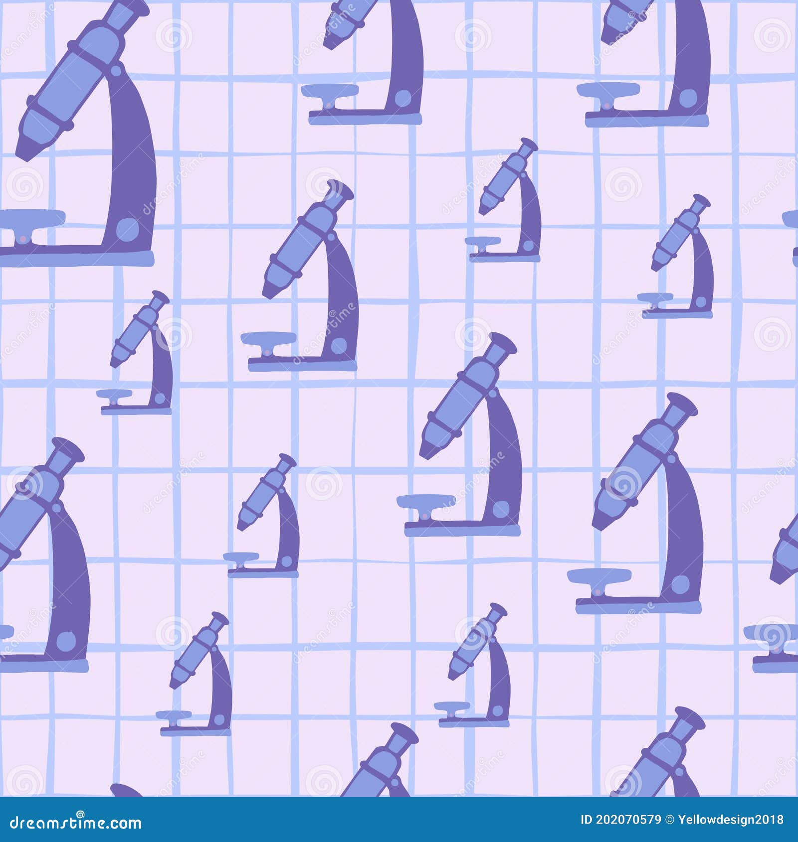 Random Seamless Doodle Pattern with Microscopes. Purple Technology ...