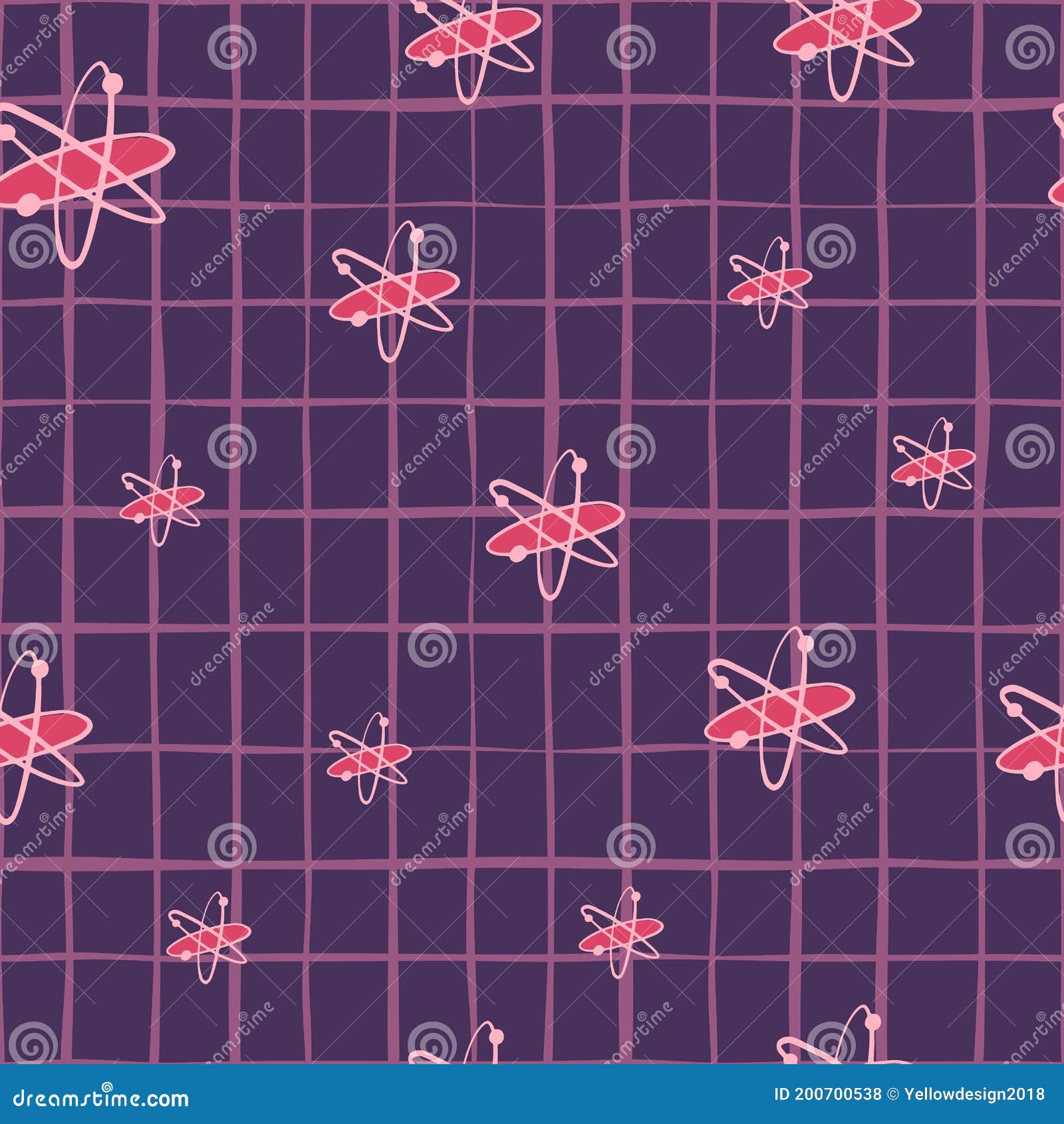 Random Seamless Pattern with Doodle Pink Molecules Shapes. Dna Formula ...