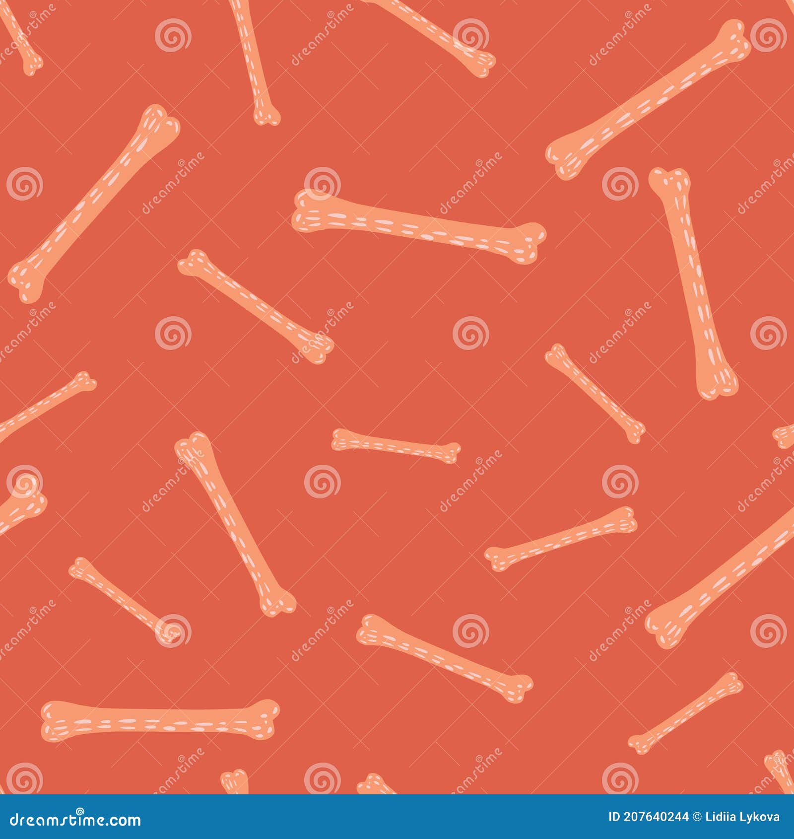 Random Seamless Pattern with Simple Light Bone Elements. Pink ...