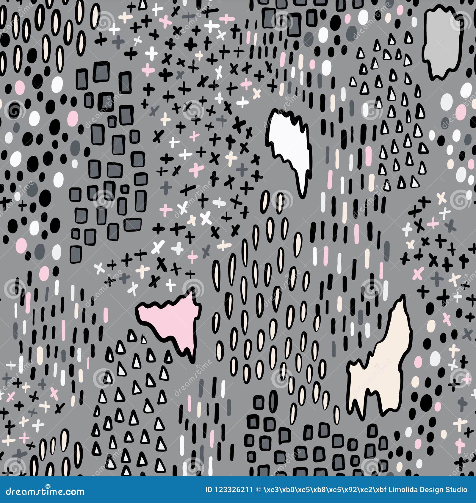 Random Shapes Geo Vector Pattern Grey Pink Color Stock Vector ...