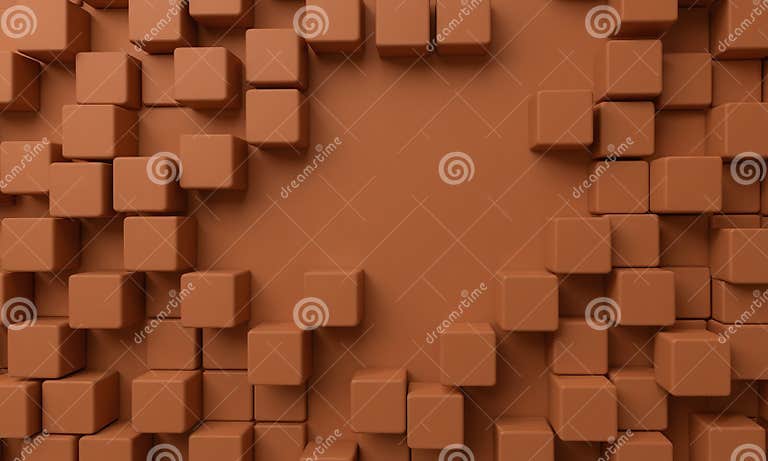 Random Shifted Brown Cube Boxes Block Background Wallpaper Stock ...