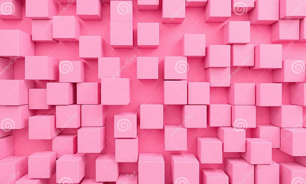 Random Shifted Pink Cube Boxes Block Background Wallpaper Stock ...