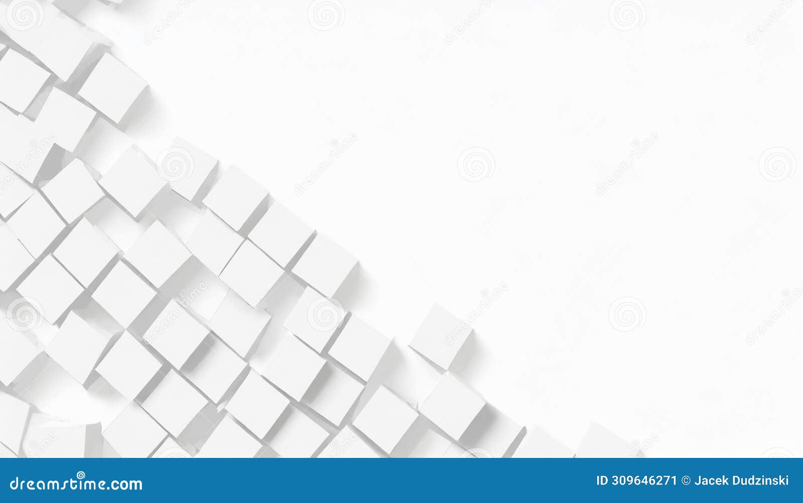 Random Shifted White Cube Boxes Block Background Wallpaper Banner with ...