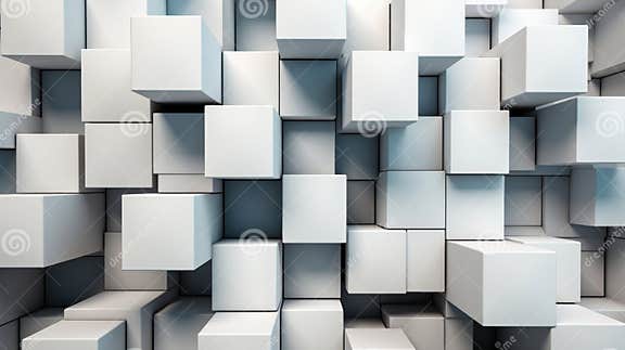 Random Shifted White Cube Boxes Block Background Wallpaper Stock ...