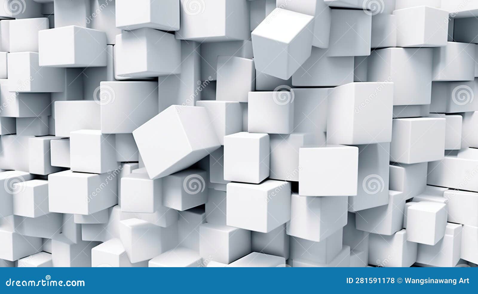 Random Shifted White Cube Boxes Block Generative AI Stock Illustration ...