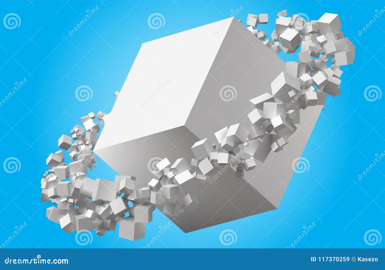 Random Sized Cubes Rotating in Eliptic Orbit Around Cube Stock Vector ...