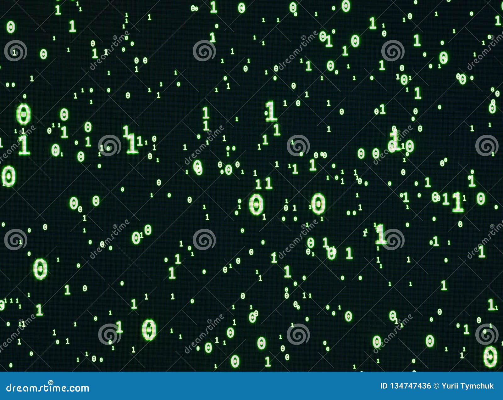 Random Sized Green Zeros and Ones Digits on the Screen Stock Photo ...