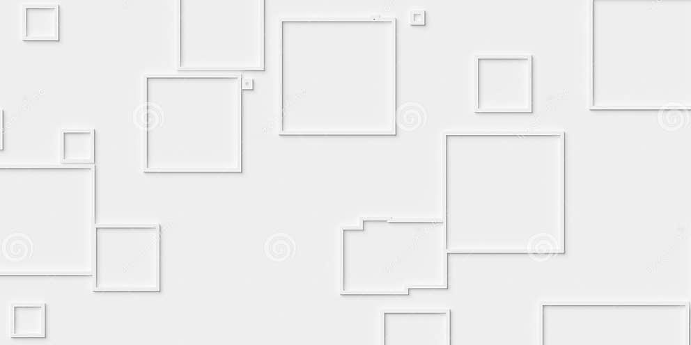 Random Sized Large White Offset Square Frames Geometry Objects Background Wallpaper Banner