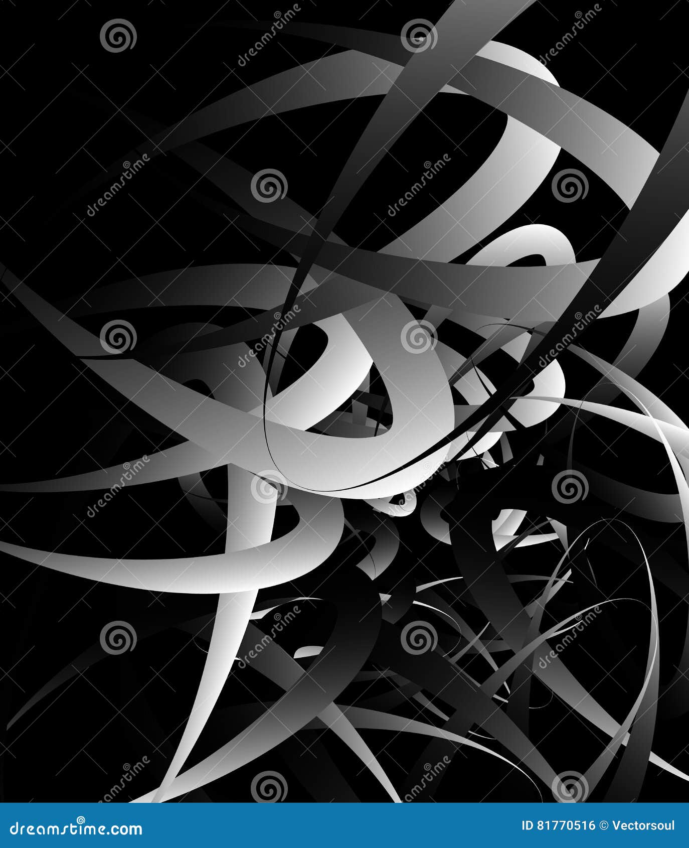 Random Squiggly Curvy Lines Abstract Monochrome Illustration