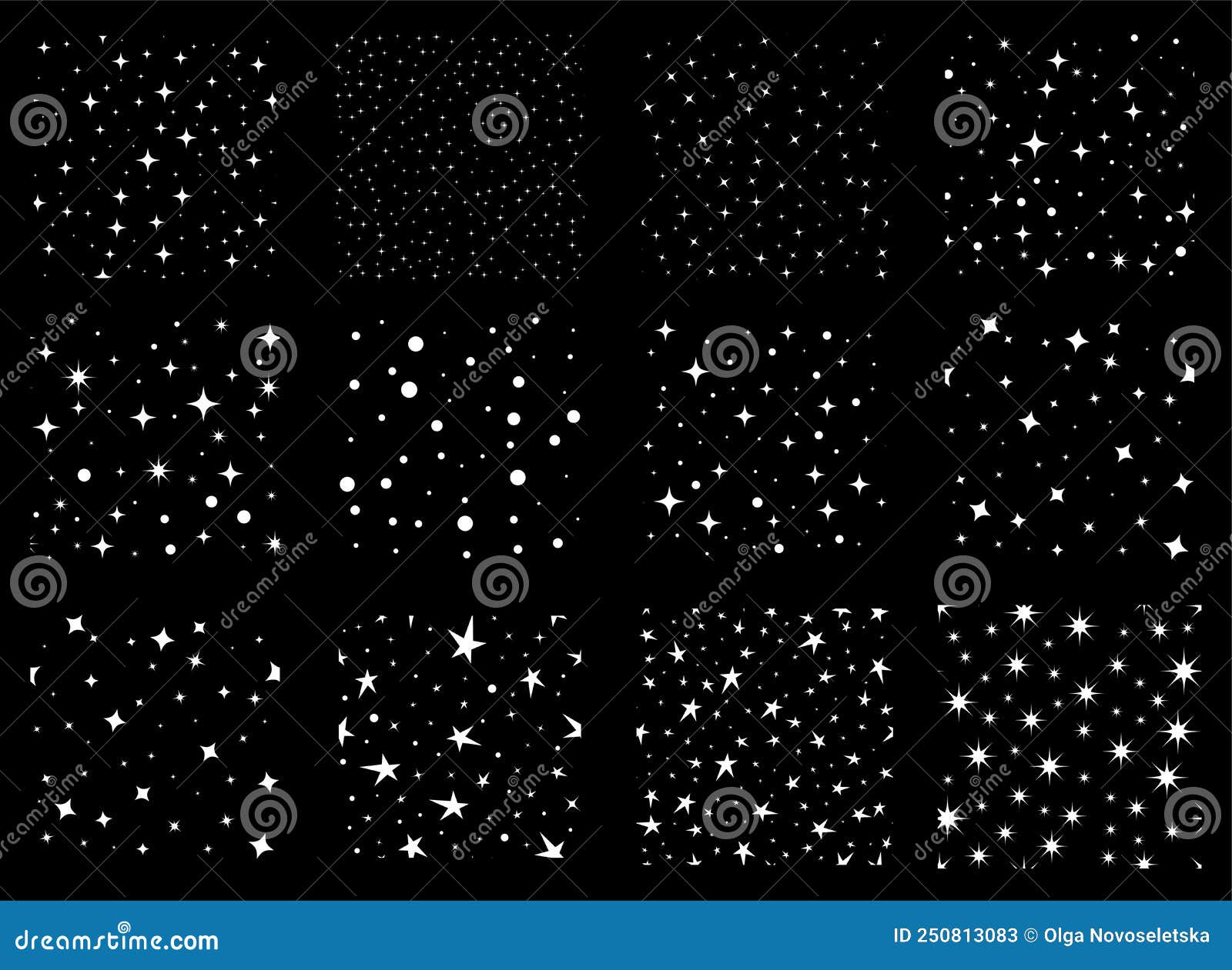 Random Stars Seamless Patterns Set. Starry Sky Vector Wallpaper Stock ...