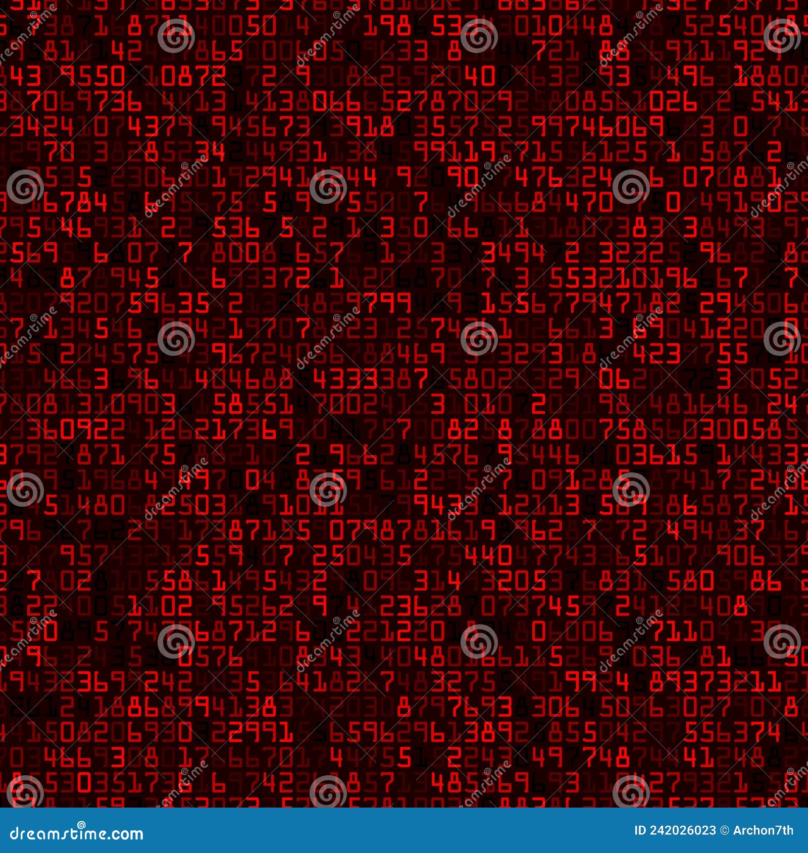 Random Symbols Seamless Pattern. Red Numbers on Black Background Stock ...